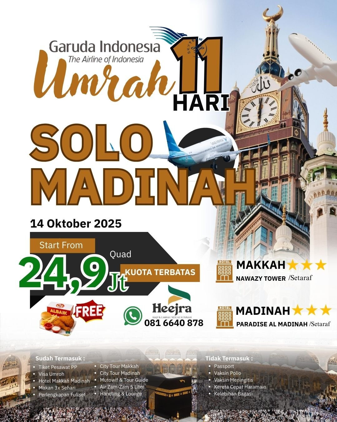 Umroh Garuda 11 Hari Solo - Madinah Promo 2025 Rp 24,9 Jt